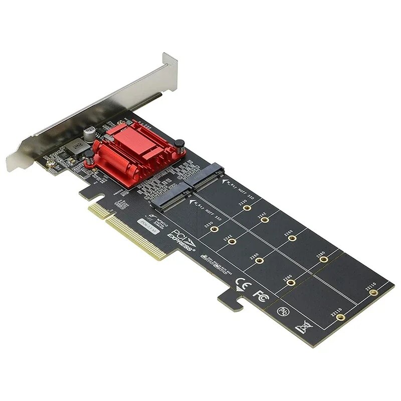 FOVORE Адаптер NVMe PCIe для двух SSD M.2