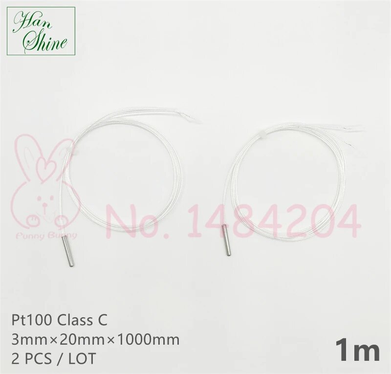 Датчик температуры Pt100 Class C 3x20x1000mm 1m