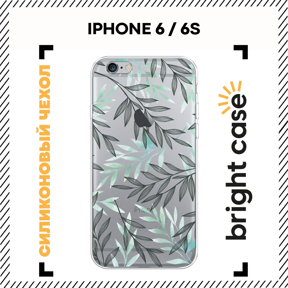 Чехол на Apple iPhone 6/6S / Айфон 6/6S с принтом Тонкие листья, прозрачный