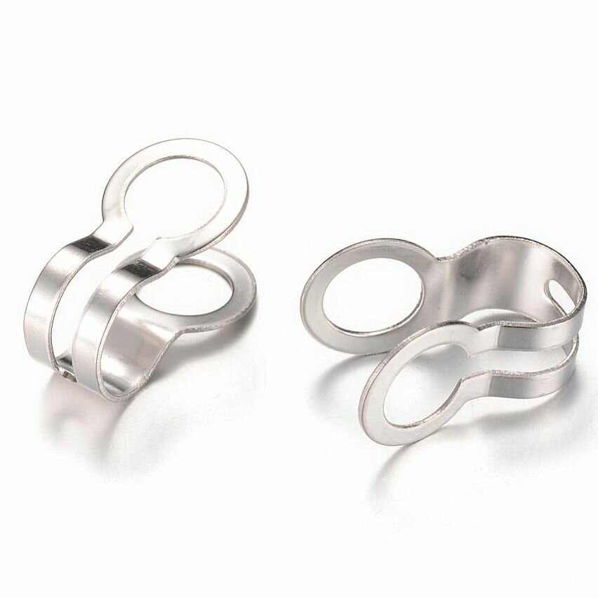 Концевики, 23х12мм, дуги для цепочки с шариками до 8мм, базовый материал - нержавеющая сталь, без покрытия, 10 пар