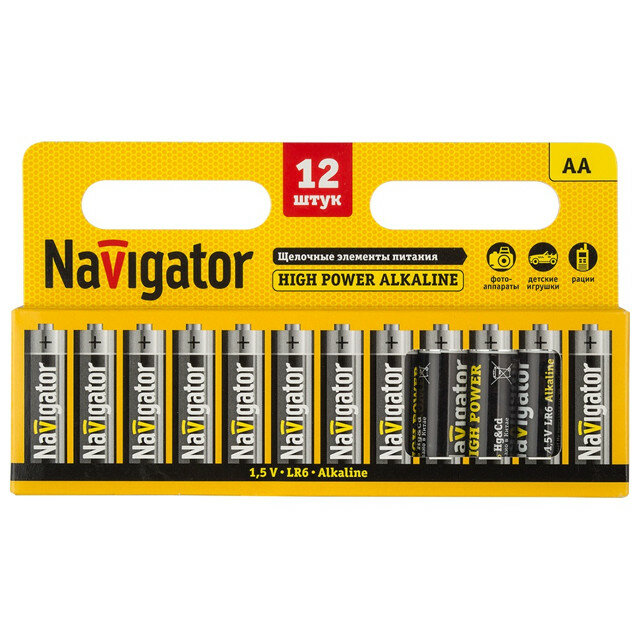 NAVIGATOR High Power AA алкалиновые батарейки 12 шт - пальчиковые элементы питания