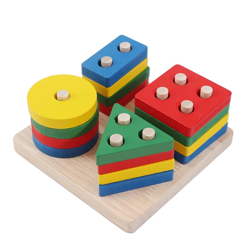 Деревянная игра Монтессори Colorful 4-Column
