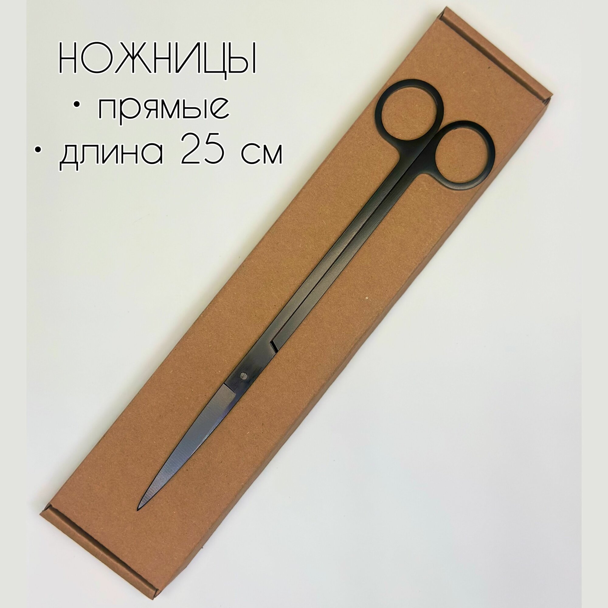 Ножницы прямые 25 см черные / универсальные, для ухода за живыми растениями в аквариуме, хозяйственные