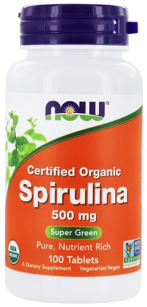 NOW Foods Spirulina 100% Natural, Спирулина 500 мг 100 таблеток
