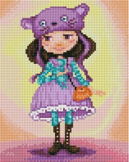 Набор Белоснежка #639-ST-S Девочка с сумочкой, Алмазная Мозаика, 20 х 25 см