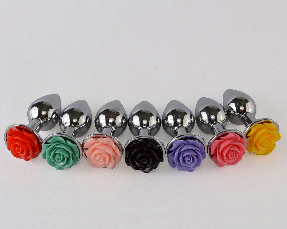 Плуг анальный, украшен розой , диаметр 26 мм (цвет в ассортименте)