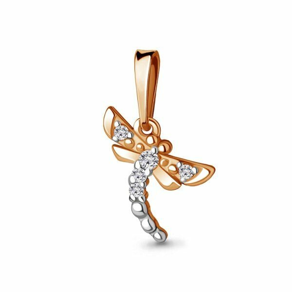 Подвеска, красное золото, 375 проба, фианит