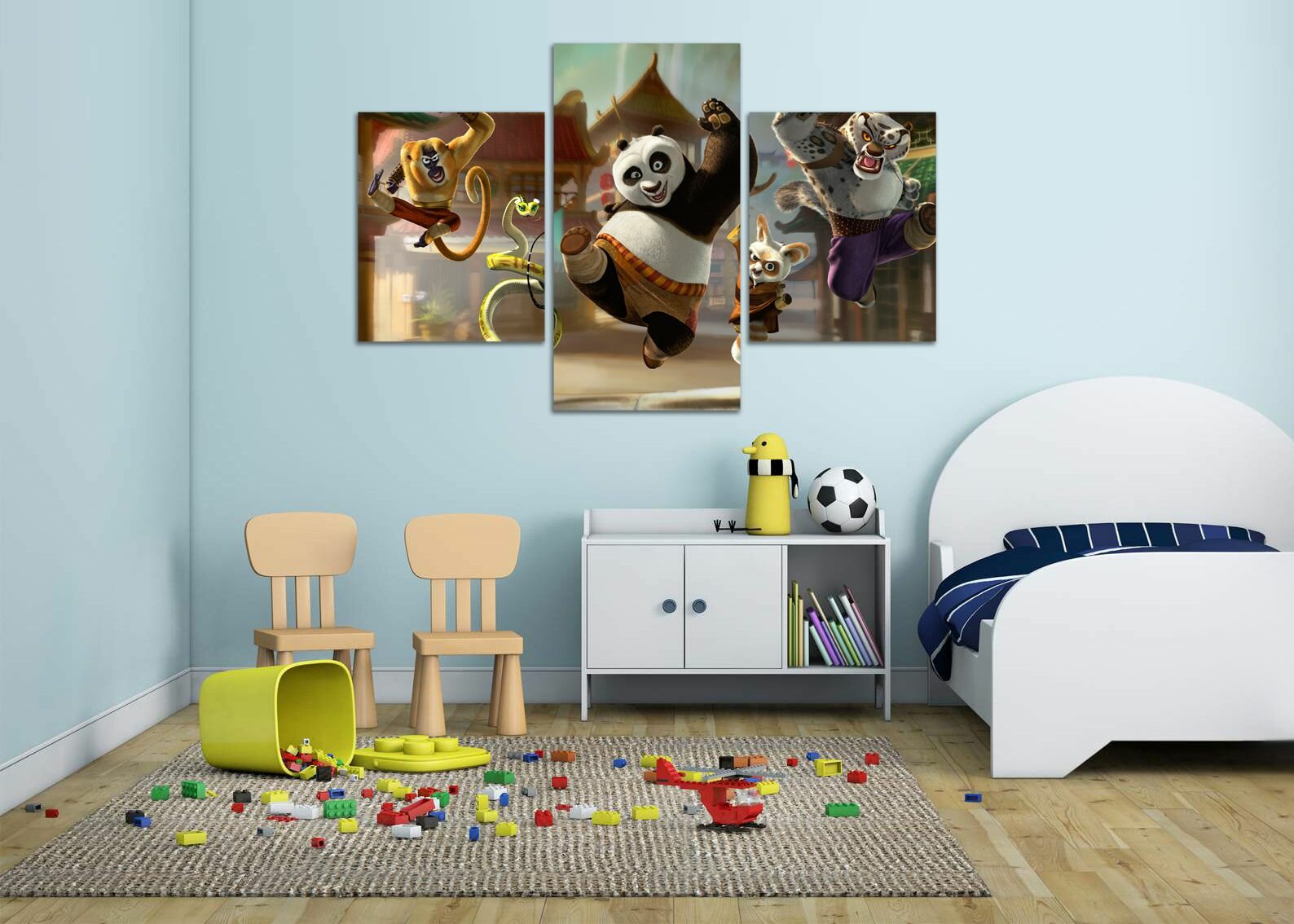 Модульная картина в детскую Кунг-фу Панда 120х80
