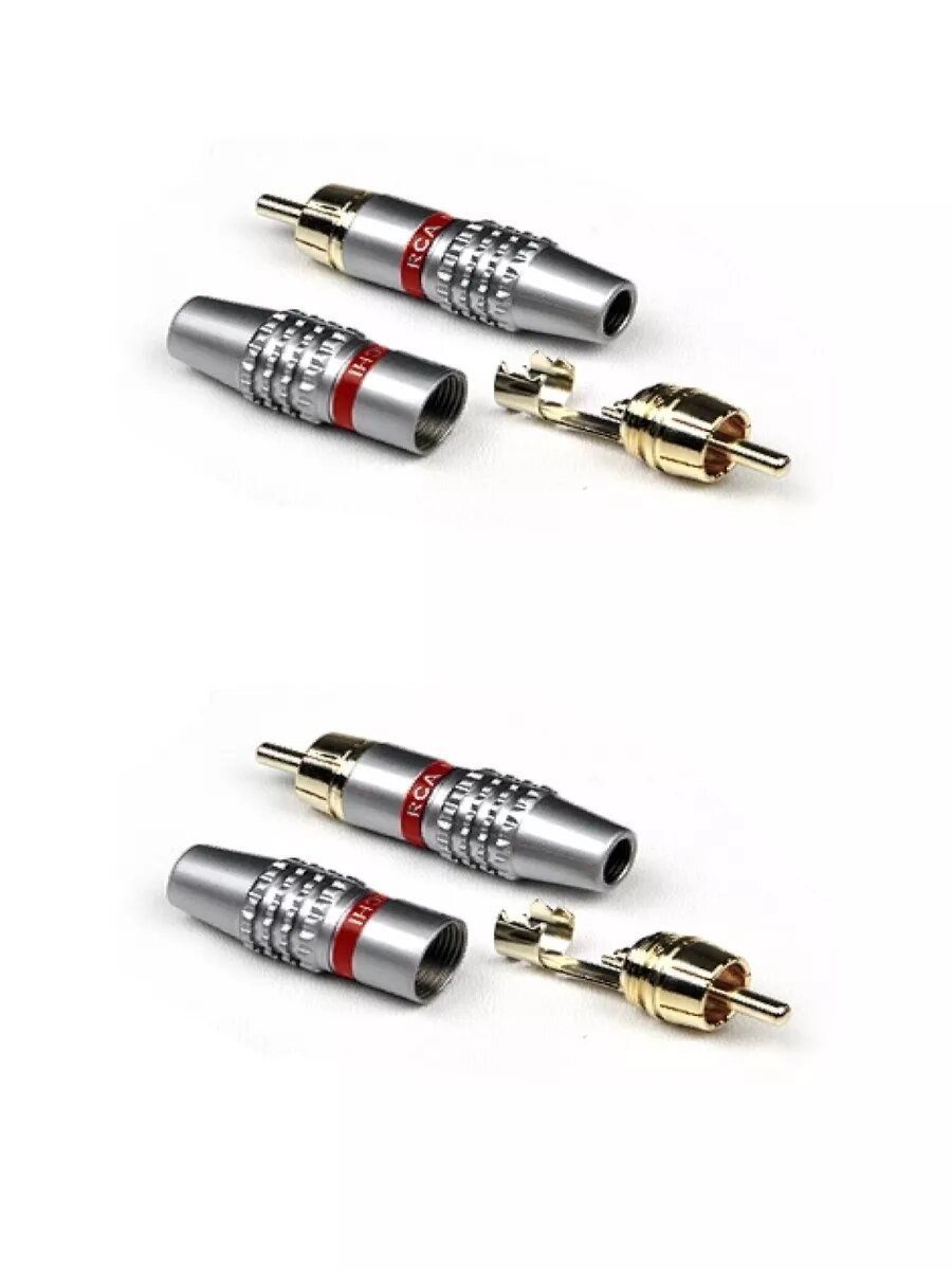 Разъем тюльпан кабельный RCA 2 шт. RCA400M/RD