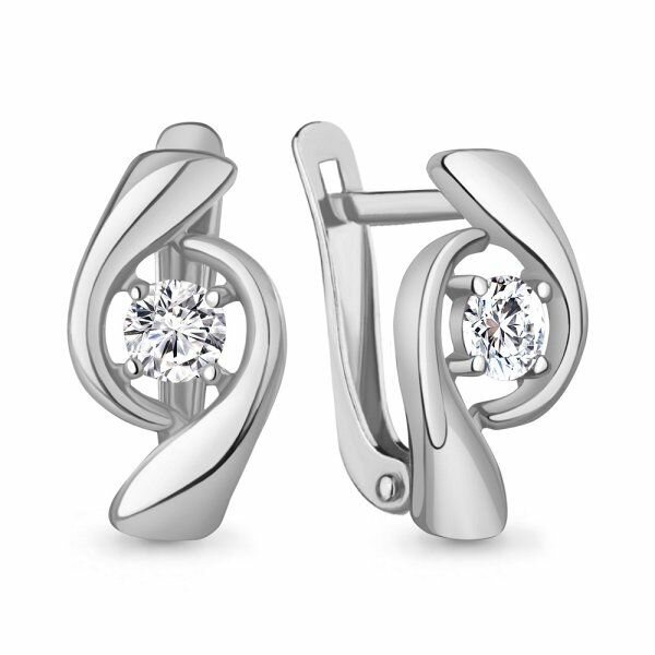 Серьги, серебро, 925 проба, родирование, фианит