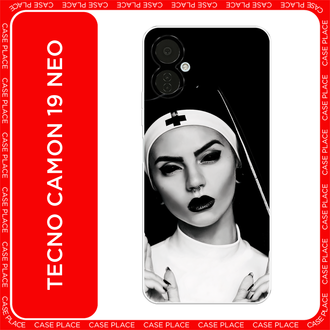 Чехол на Tecno Camon 19 Neo / Техно Камон 19 Нео с принтом Черная монашка