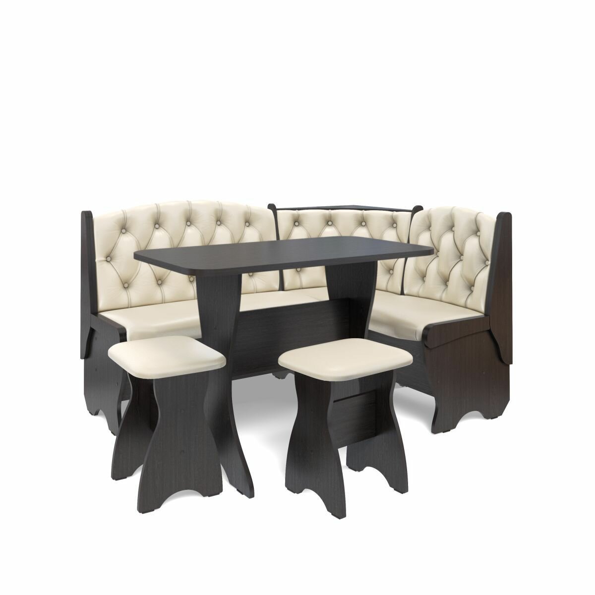 Кухонный уголок "орхидея" коллекция "люкс" (столешница "Термопластик") Венге/Экокожа Крем (Бител)