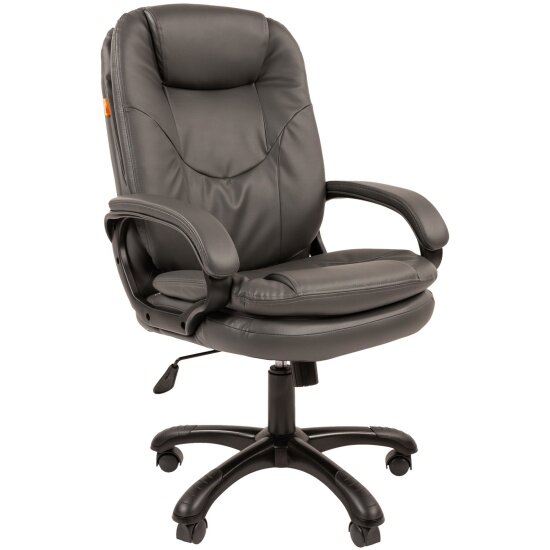 Кресло руководителя Chairman 668 Россия экопремиум серый (черный пластик)