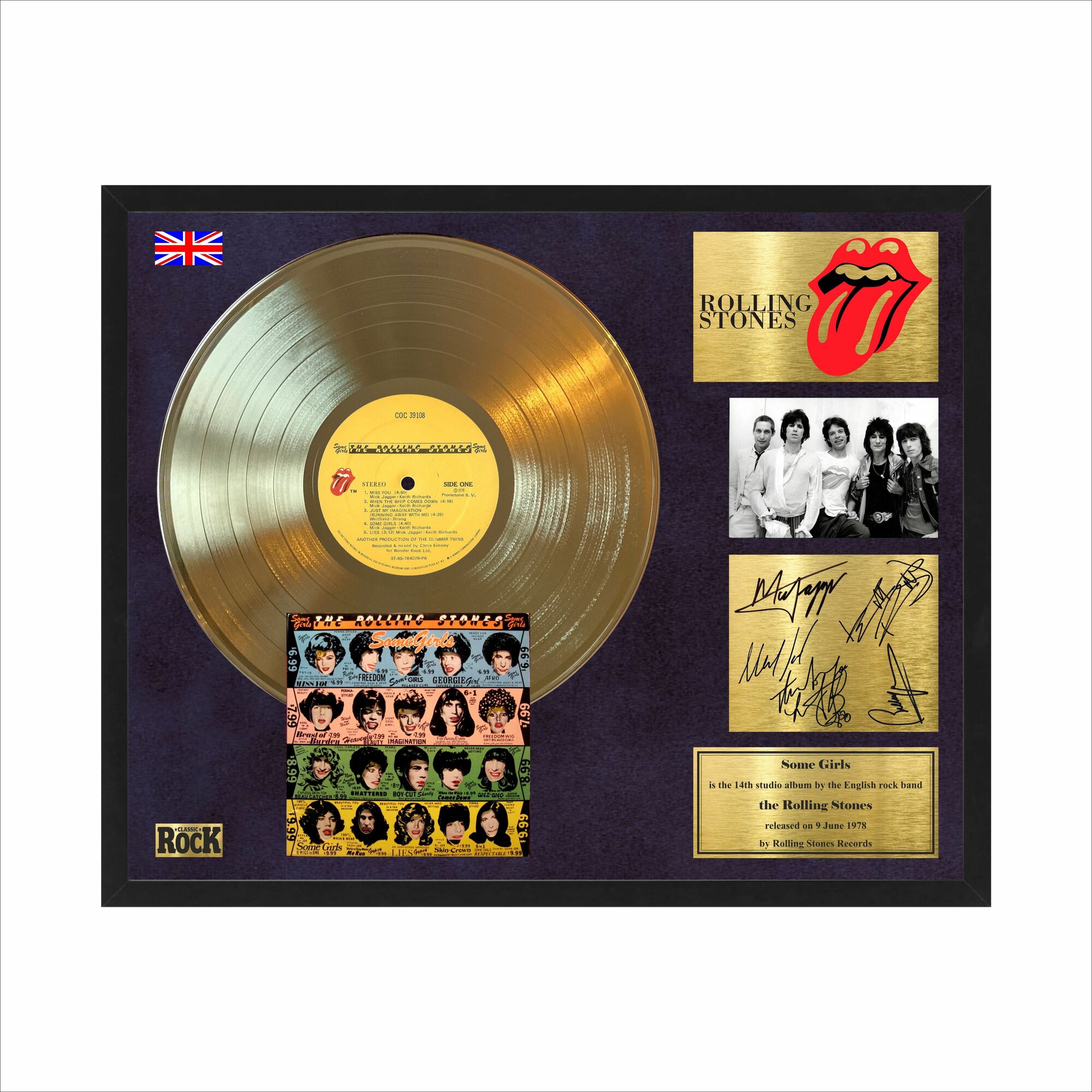 Виниловая пластинка The Rolling Stones в рамке