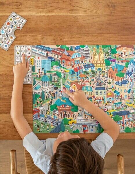 Пазл Виммельбух Город, три карточки и постер, Apli Kids, Испания
