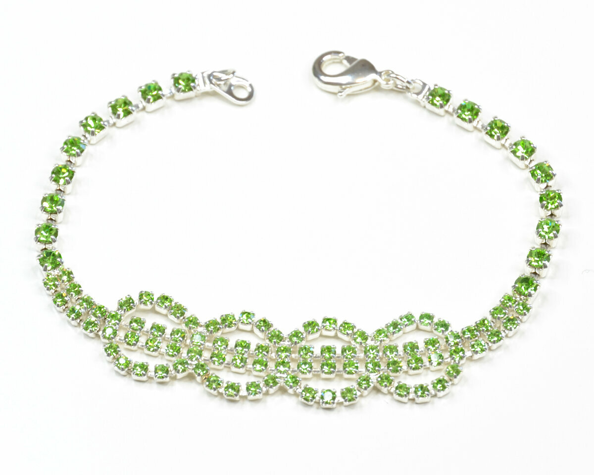 Браслет, стекло, хрусталь, богемское стекло, стразы, кристалл