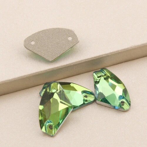 YANRUO 3256 стеклянные кристаллы для шитья Изумрудный, 16X27mm 6Pcs, Peridot