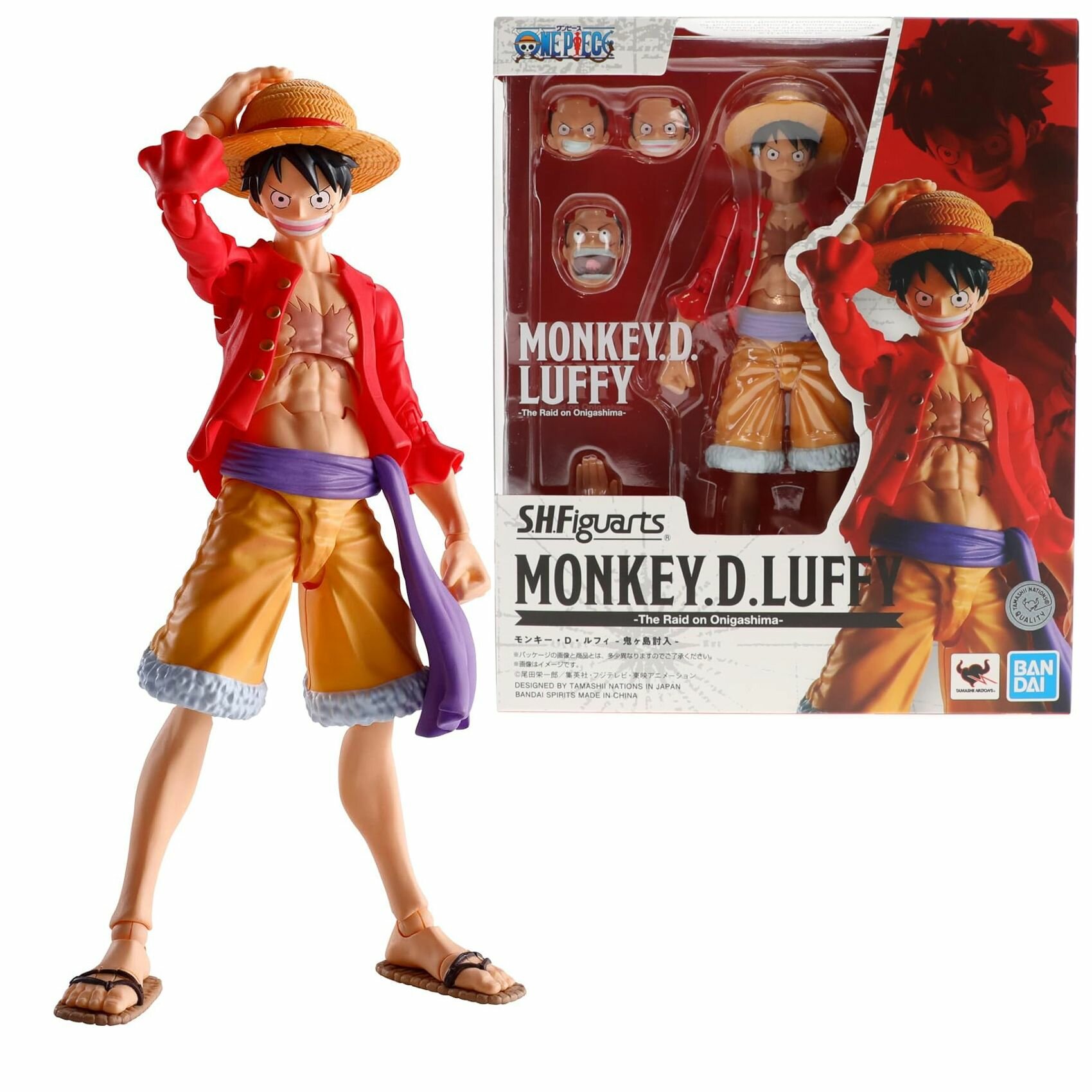 Экшн фигурка Bandai S.H.FIGUARTS One Piece - Обезьяна Д. Луффи, Рейд на Онигасиму, SHF 02