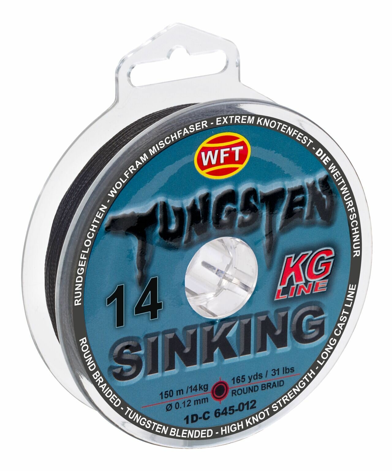 Леска плетёная, шнур WFT KG TUNGSTEN SINKING Black 150/012 ++