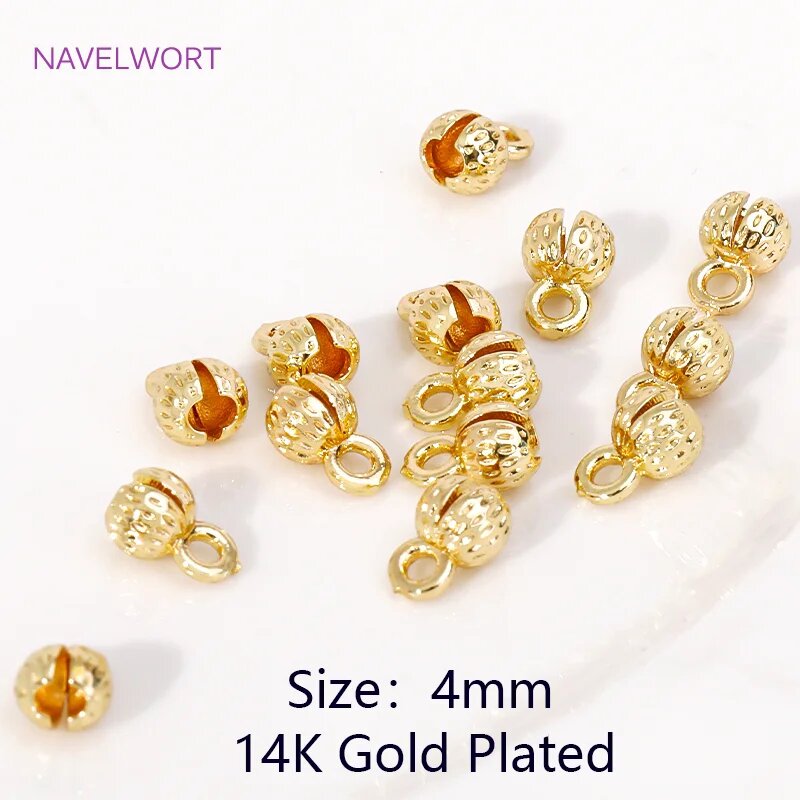 Латунные обжимные концевые зажимы с позолотой 18 карат NAVELWORT 20 штук 20 pieces, 14K Gold Plated
