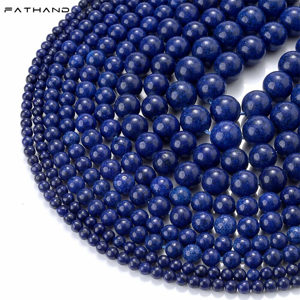 Натуральные каменные бусины Fathand для браслетов Темно-синий, 6mm 59 to 61 Pcs, Synthetic Lapis