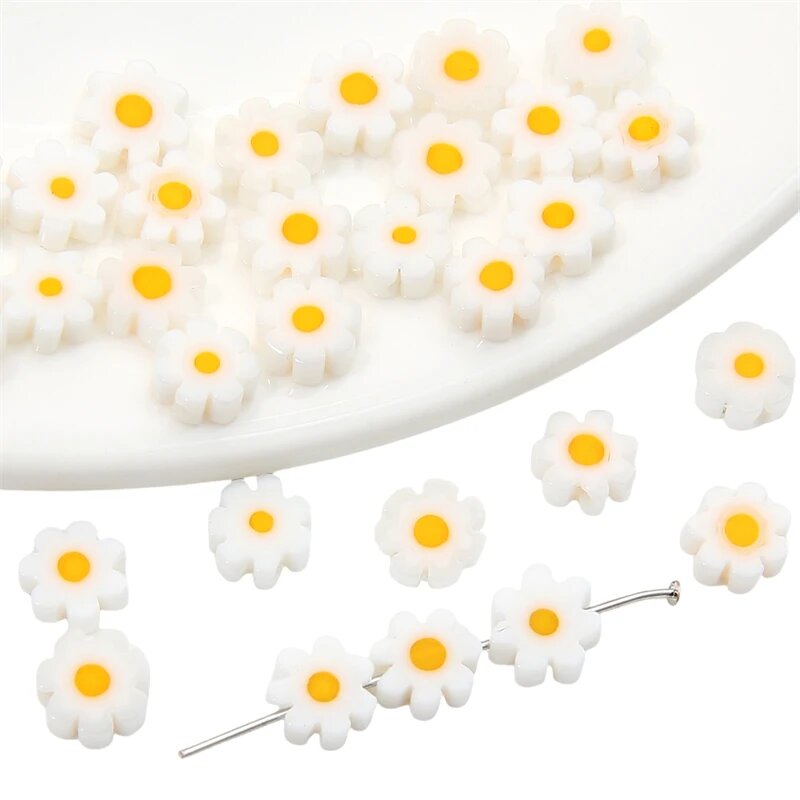 Hua Ming Ce цветные стеклянные бусины в форме цветка сливы 6 мм Белый, 12