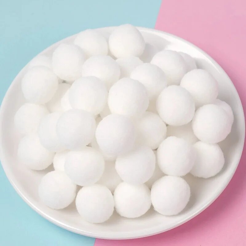 Мини-помпоны Makaron, полиэстер, 8/10/15/20/25/30 мм Белый, 30mm 11pcs, 16White