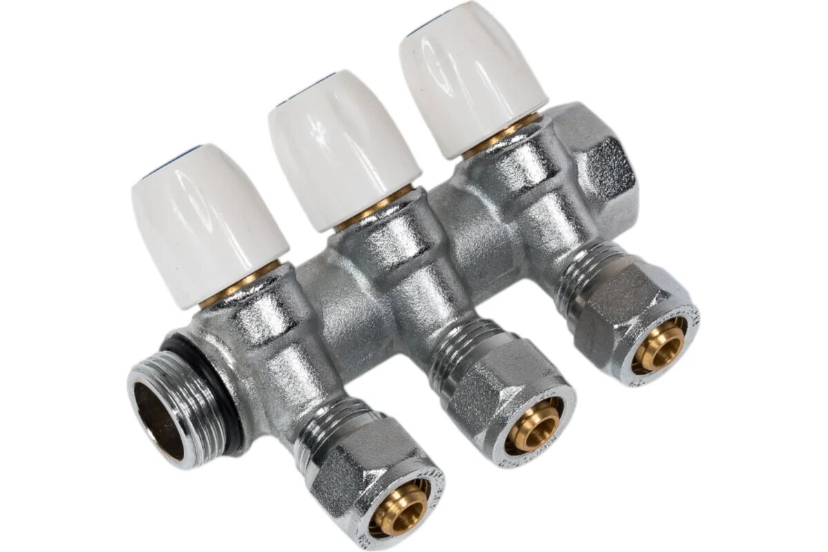 DOUBLE-LIN Коллектор латунь с рег. клапанами и евроконусом С 3/4", 3 выхода 1/2 LL9036 (3/4"-1/2"х3) LL9036 (3/4"-1/2"х3) CW
