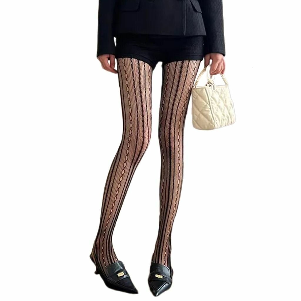 Чулки в клетку с бриллиантами-черная дырочка