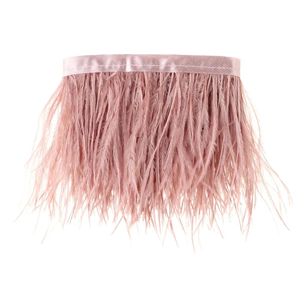 Страусиные перья лента 8-10 см Розовый, vail pink