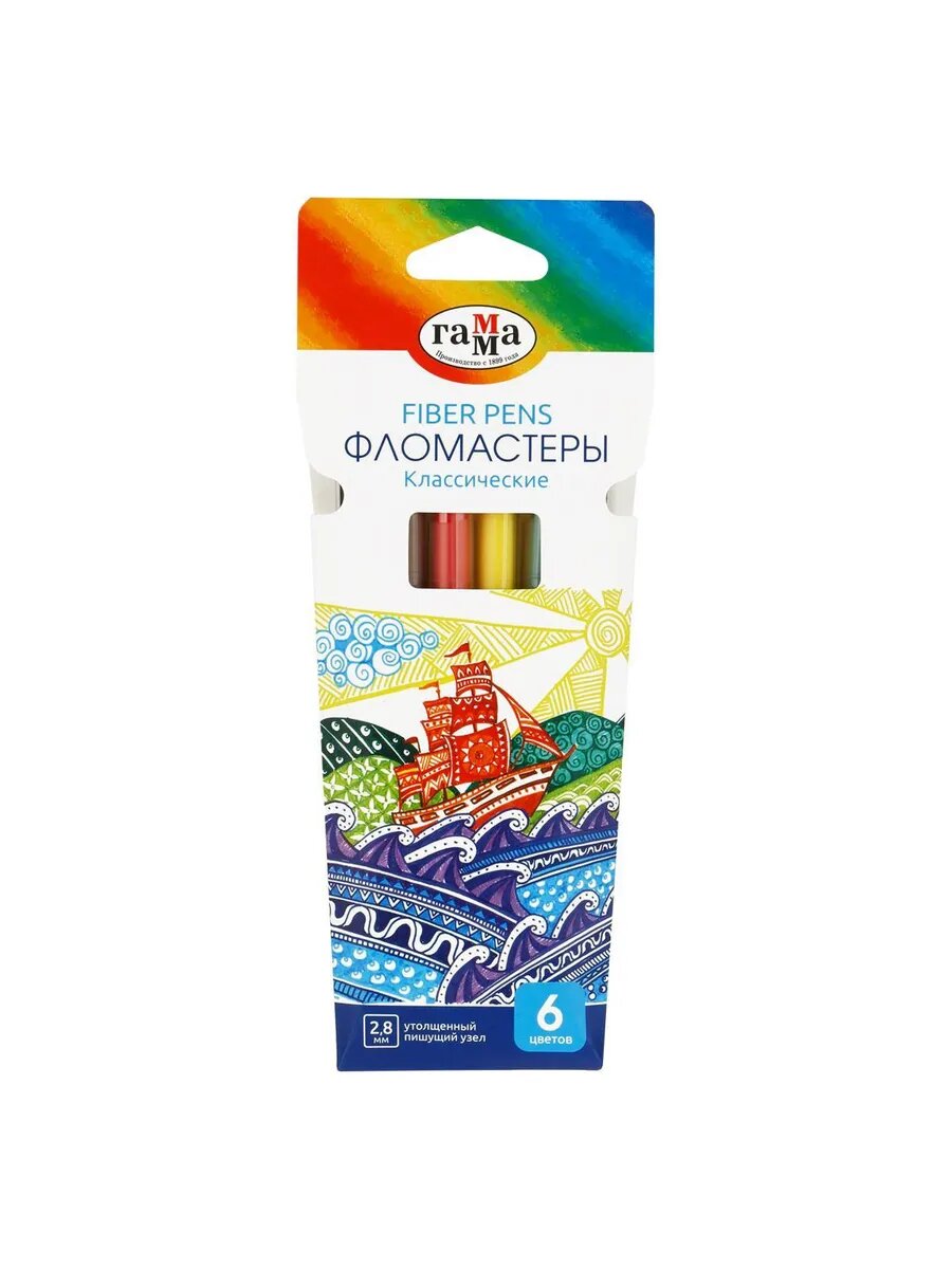 Фломастеры "Классические", 06цв, смываемые, картон, 8 уп.