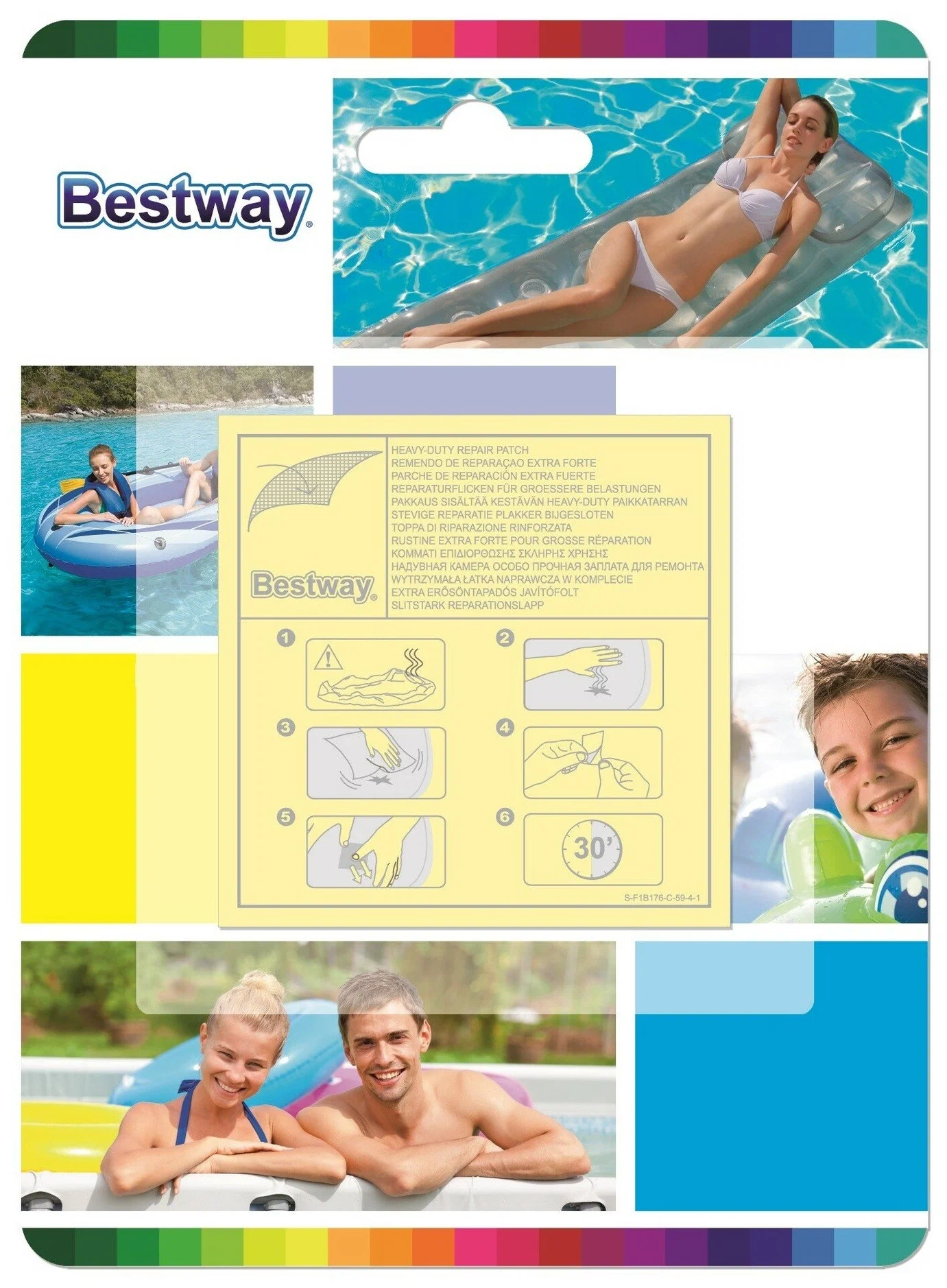 Ремонтный комплект Bestway, 6.5х6.5см, водостойкий, самоклеящиеся заплатки, 6шт