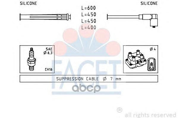 Высоковольтные провода (к-т) NISSAN KUBISTAR 1.2 08/03 / D7F 726 Facet арт. 47230
