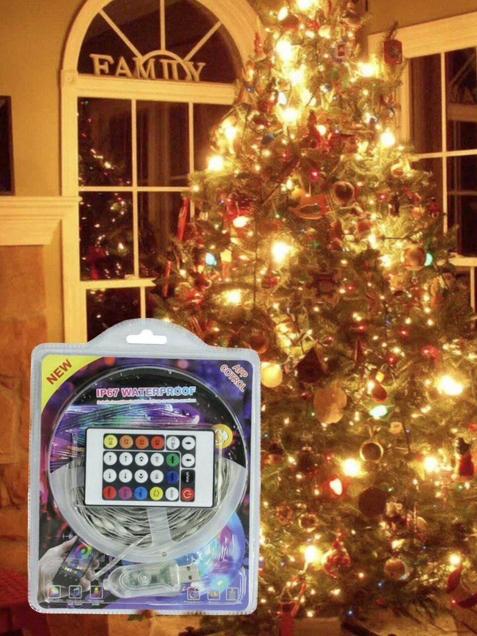 Гирлянда Роса 20 метров RGB Bluetooth USB с пультом ДУ