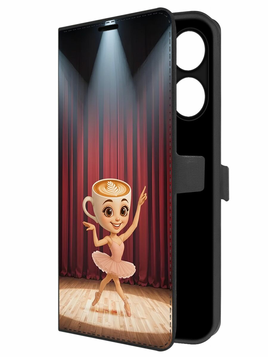 Чехол-книжка Krutoff Eco Book для Xiaomi Redmi 13 Балерино Капучино (черный)