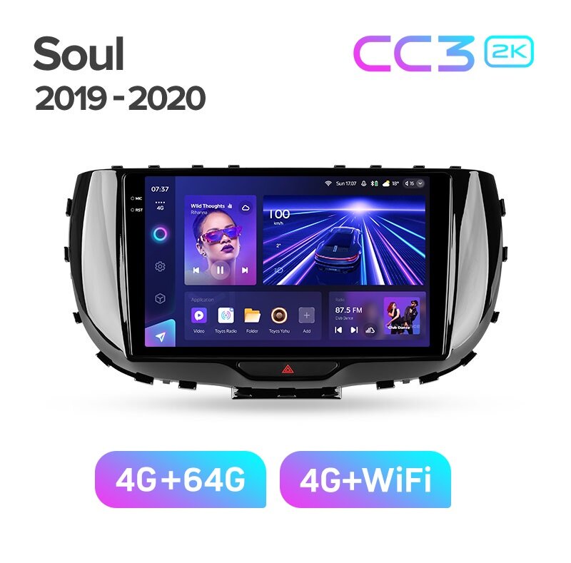 Магнитола TEYES KIA SOUL 3 2019+ г. CC3 2K 4/64ГБ Android 10, 8-ядерный процессор QLED экран