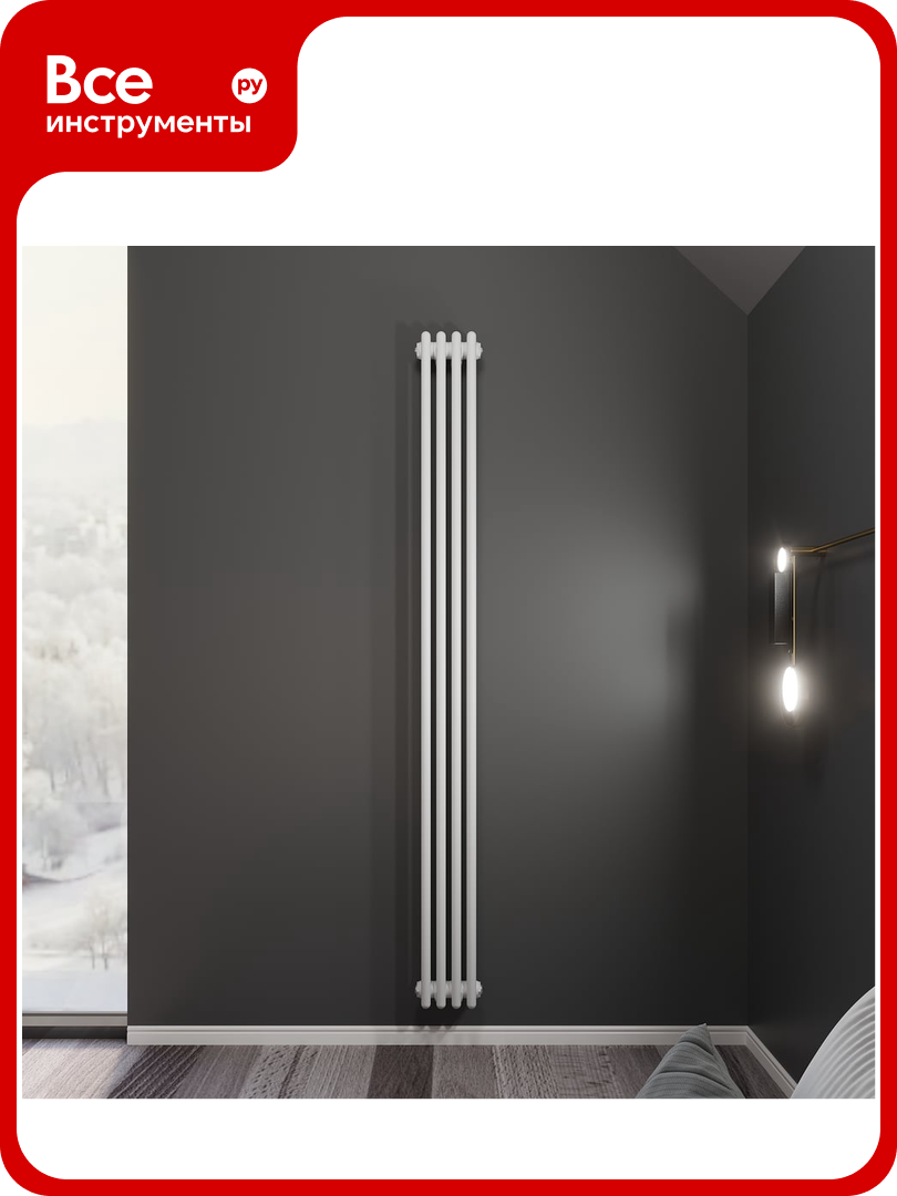 Радиатор Faberg Extra 2-х трубный, подключение - нижнее правое, секций - 4, высота - 1800, цвет - RAL9016 FB.700.2.18