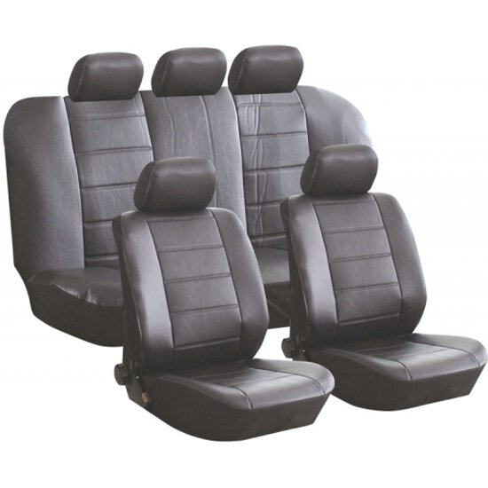 Авточехлы Kraft "FASHION", экокожа, серые