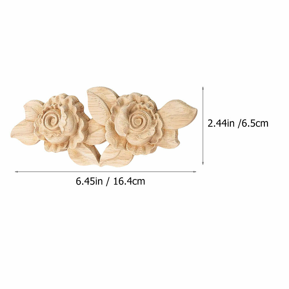 1PC Накладка Цветочная Роза Для Декора Мебели И Интерьера Размер 16.4X6.5CM Бежевый Оригинальный Дизайн