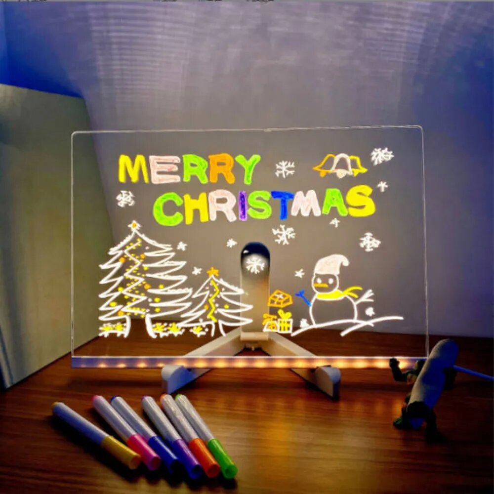 Светодиодная акриловая доска для письма с цветами и подставкой, светящаяся доска для рисования для детей DIY