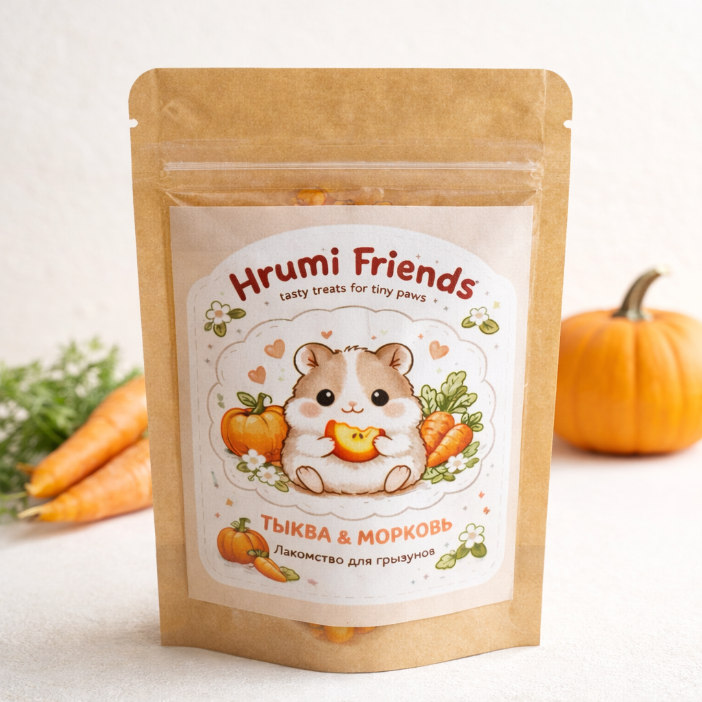 Чипсы для грызунов лакомства тыква\морковь Hrumi Friends