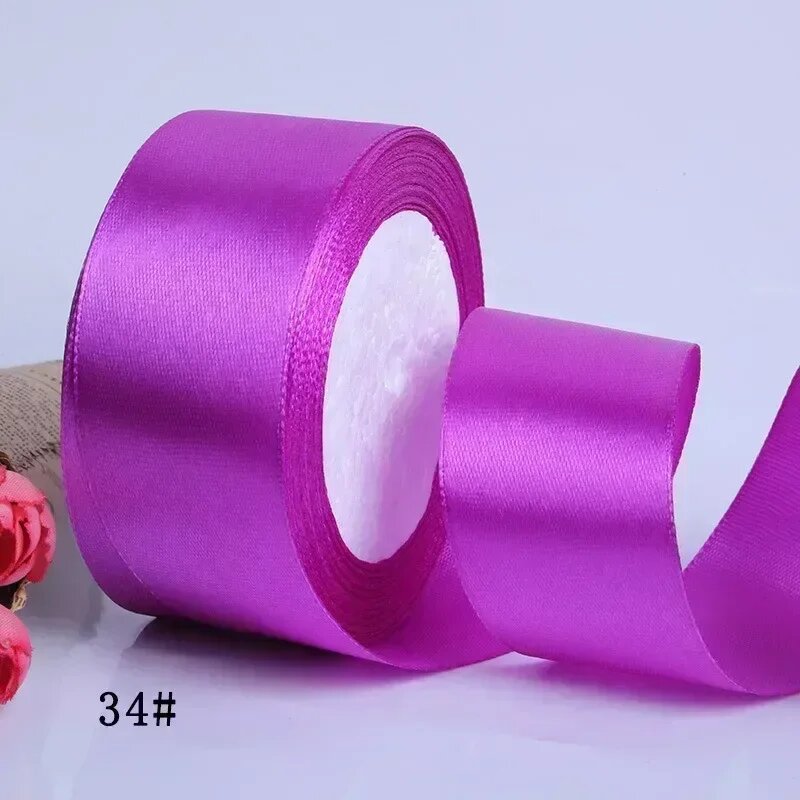 Атласная лента 22 метра, 4 см, Розовый, purple red