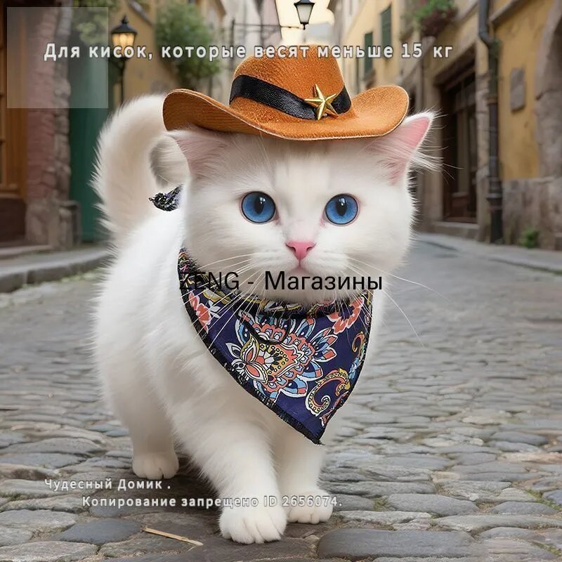 Комплект джинсовой шляпы для кота, которые весят меньше 15 кг