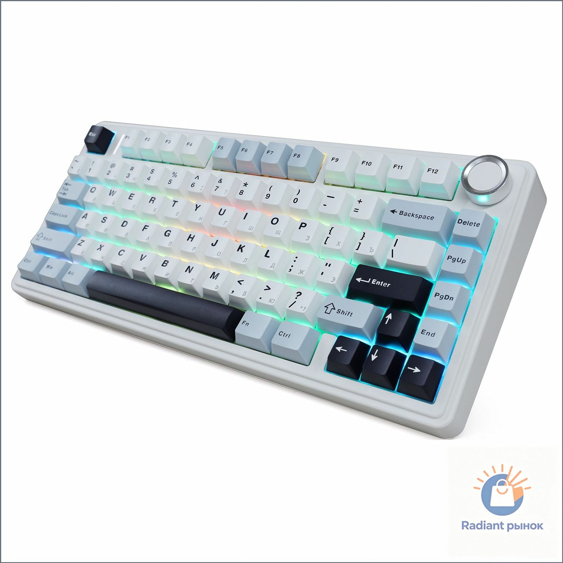 Комплект игровая клавиатура, мышь беспроводная F75, Русская раскладка