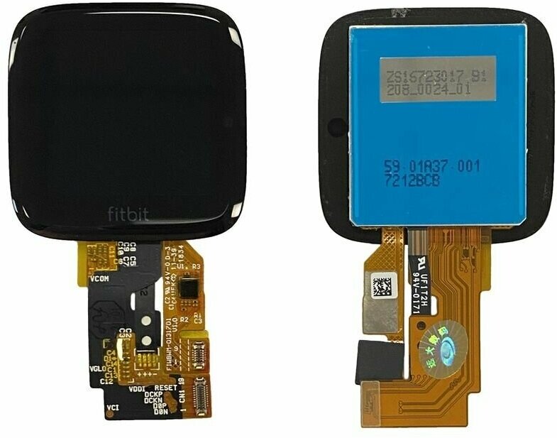 Дисплей в сборе с сенсорным стеклом (тачскрин) для смарт-часов Fitbit Versa 1