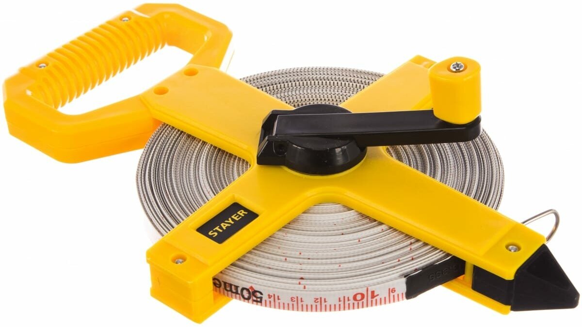 STAYER геодезическая мерная лента на фиберглассовом полотне 50 м, модель 3418-50