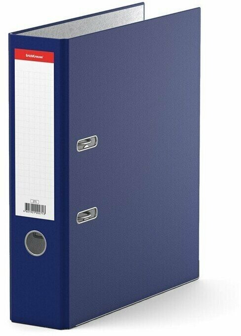Папка-регистратор Erich Krause Стандарт, сверху пластик, внутри - картон, 70 мм, синий