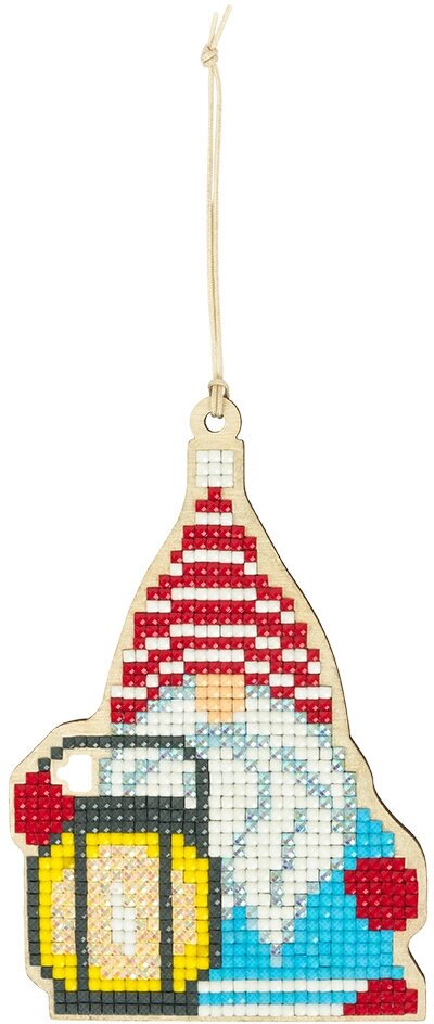 Фрея ALVP-005 кристальная алмазная мозаика подвеска Гномик с фонариком 13x8 см для дома