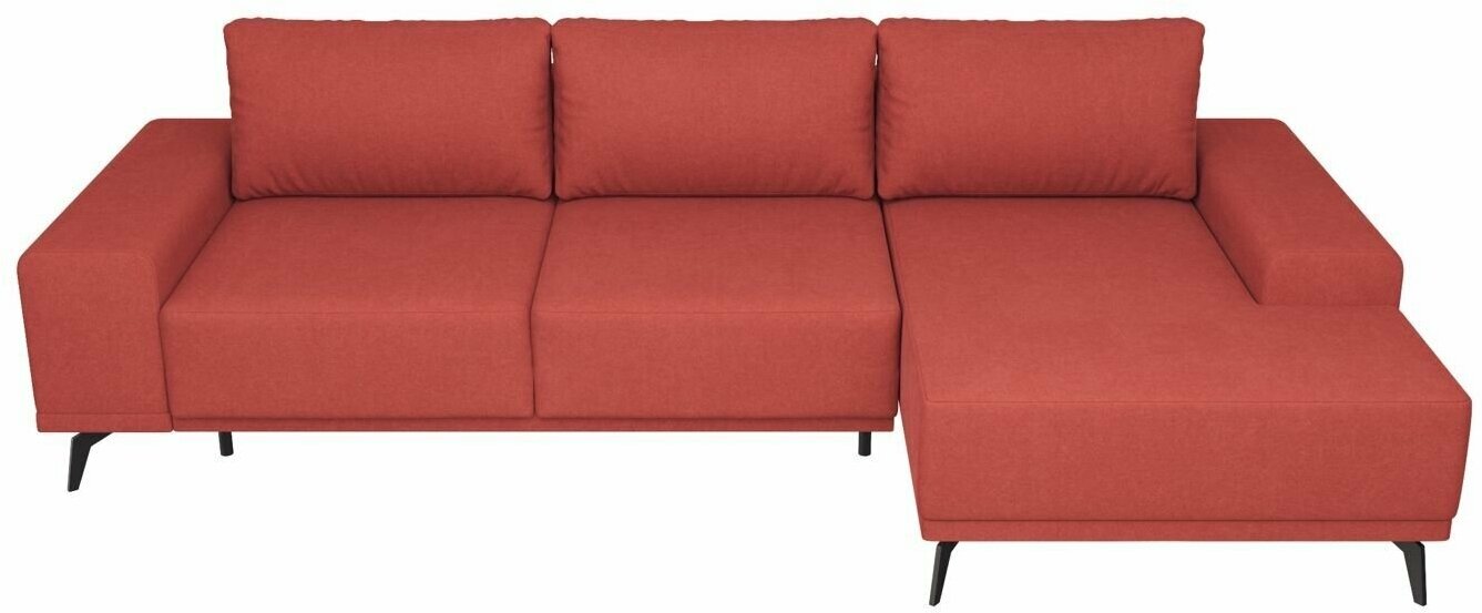 Угловой диван Нео, Вельвет, Оранжевый, Угол правый, Ящик для белья, 263х150х75см