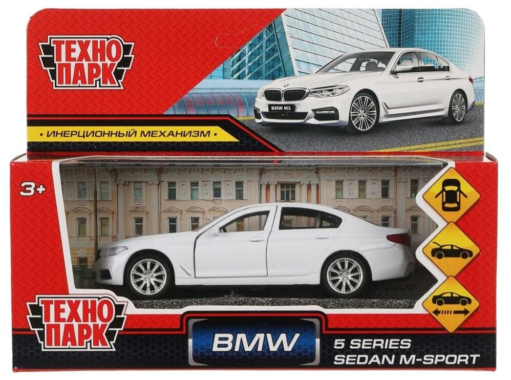 Машина металлическая БМВ 5 Седан M-Спорт, 12 см белая Технопарк 5ER-12-WH